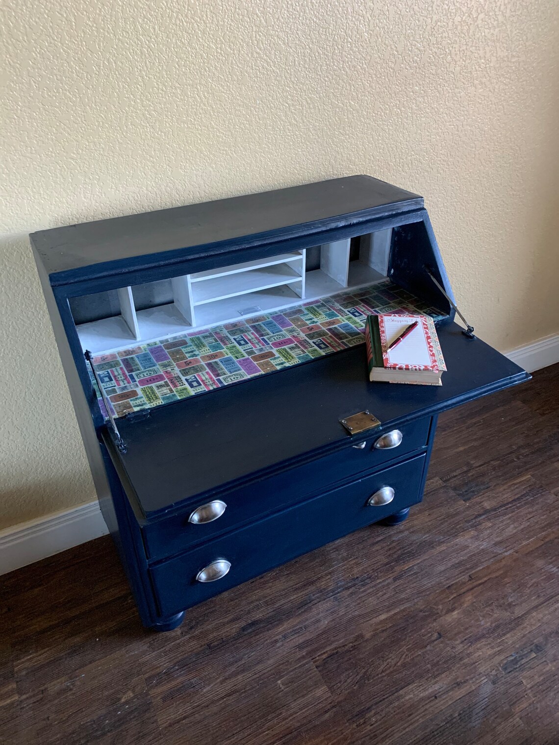 SOLD EXAMPLE ONLY. Beautiful 1920s Hand Painted Blue Secretary Desk by ...