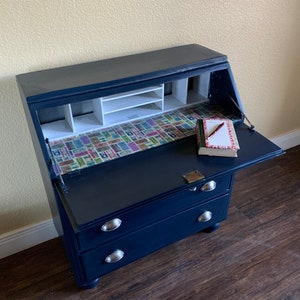 SOLD EXAMPLE ONLY. Beautiful 1920s Hand Painted Blue Secretary Desk by ...
