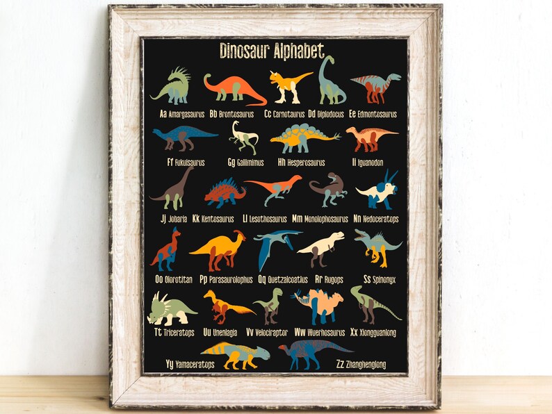 Dinosaur Alphabet Poster Dinosaur Print Dinosaur Nursery - Etsy