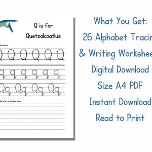 Dinosaur Alphabet Letter Tracing & Writing Worksheets | Alphabet ...