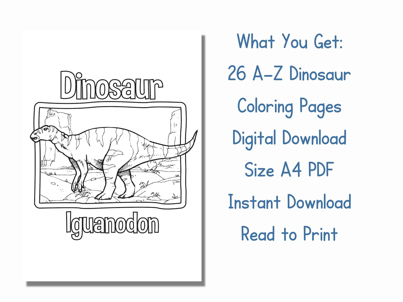 26 A-Z Dinosaur Coloring Pages for Kids Dinosaur Printable Worksheets ...