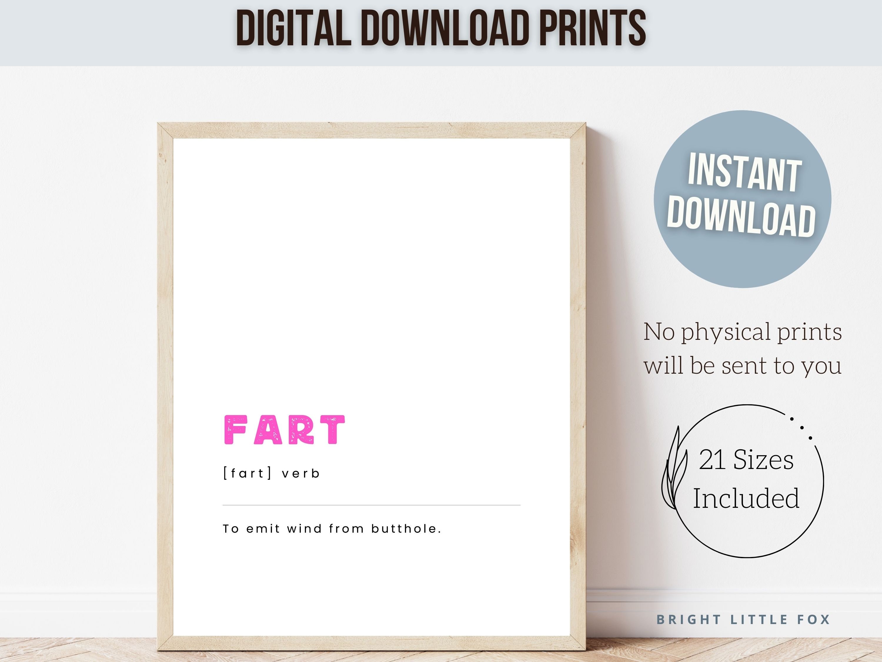 Fart Definition Print Printable Bathroom Wall Art Funny - Etsy