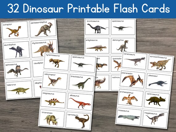 32 Dinosaur Printable Flash Cards Dinosaur Cards Dinosaur - Etsy Australia