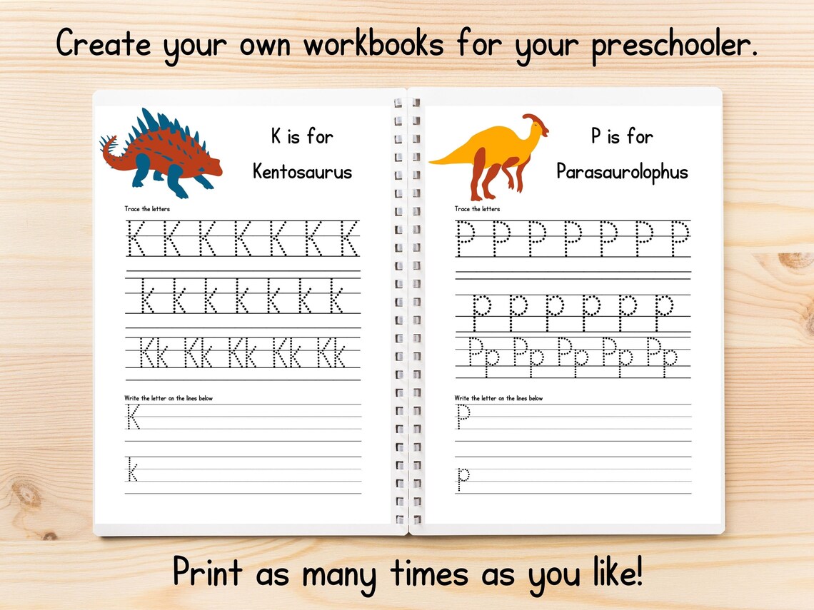 Dinosaur Alphabet Letter Tracing & Writing Worksheets | Alphabet ...