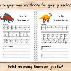 Dinosaur Alphabet Letter Tracing & Writing Worksheets | Alphabet ...
