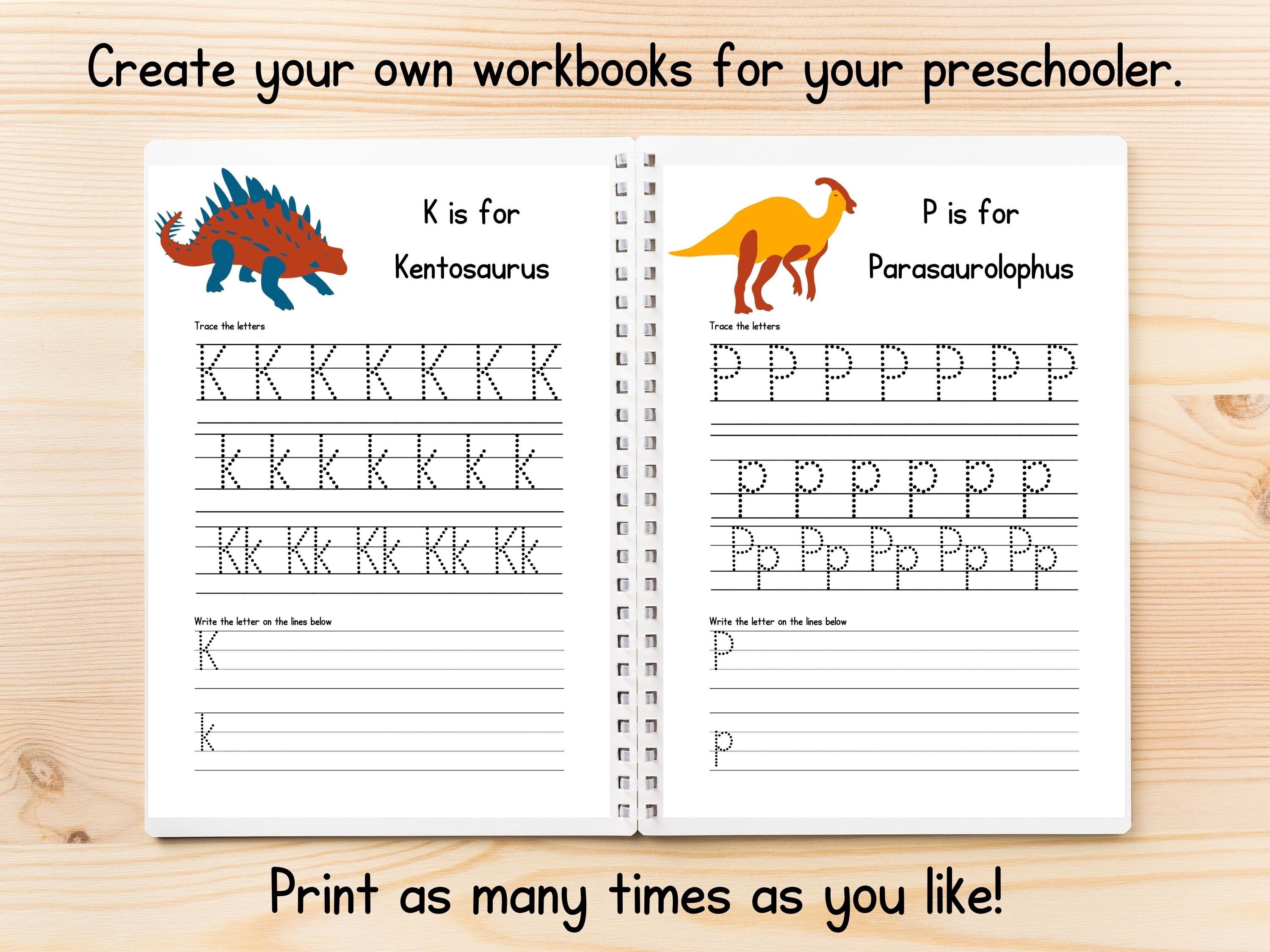 Dinosaur Alphabet Letter Tracing & Writing Worksheets | Alphabet ...