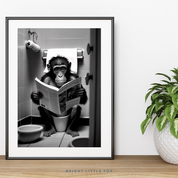 Monkey on Toilet - Etsy