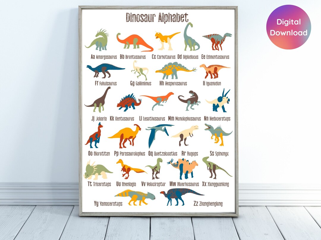 Dinosaur Alphabet Poster, Dinosaur Print, Dinosaur Nursery Decor Prints ...