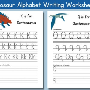 Dinosaur Alphabet Letter Tracing & Writing Worksheets | Alphabet ...
