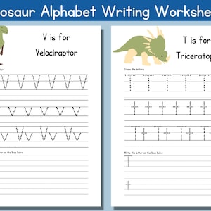 Dinosaur Alphabet Letter Tracing & Writing Worksheets | Alphabet ...