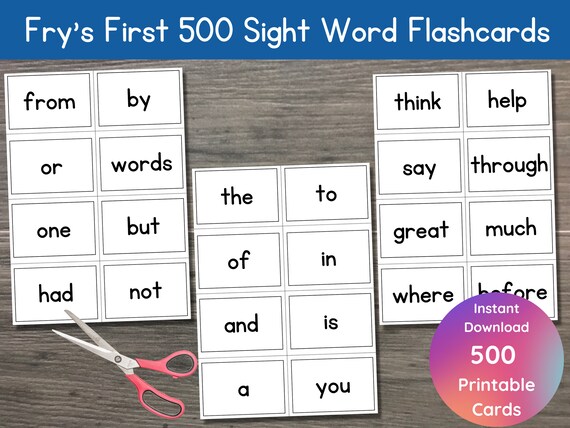 Fry's First 500 Sight Word Flashcard Bundle Kindergarten - Etsy