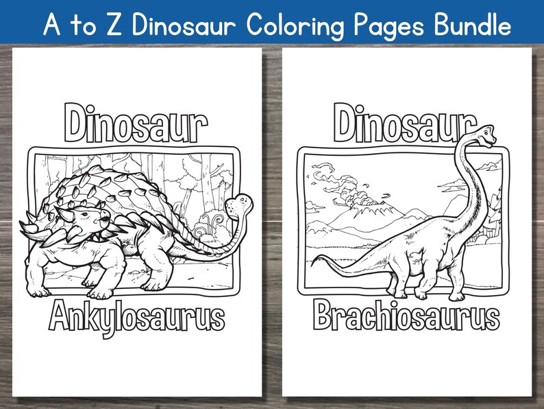 26 A-Z Dinosaur Coloring Pages for Kids Dinosaur Printable Worksheets ...