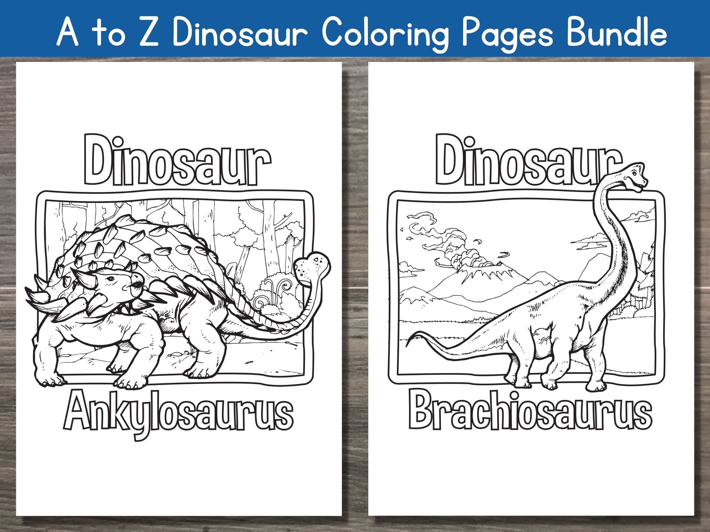26 A-Z Dinosaur Coloring Pages for Kids Dinosaur Printable Worksheets ...