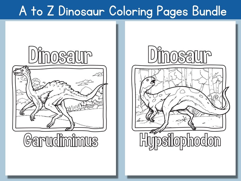 26 A-Z Dinosaur Coloring Pages for Kids Dinosaur Printable - Etsy