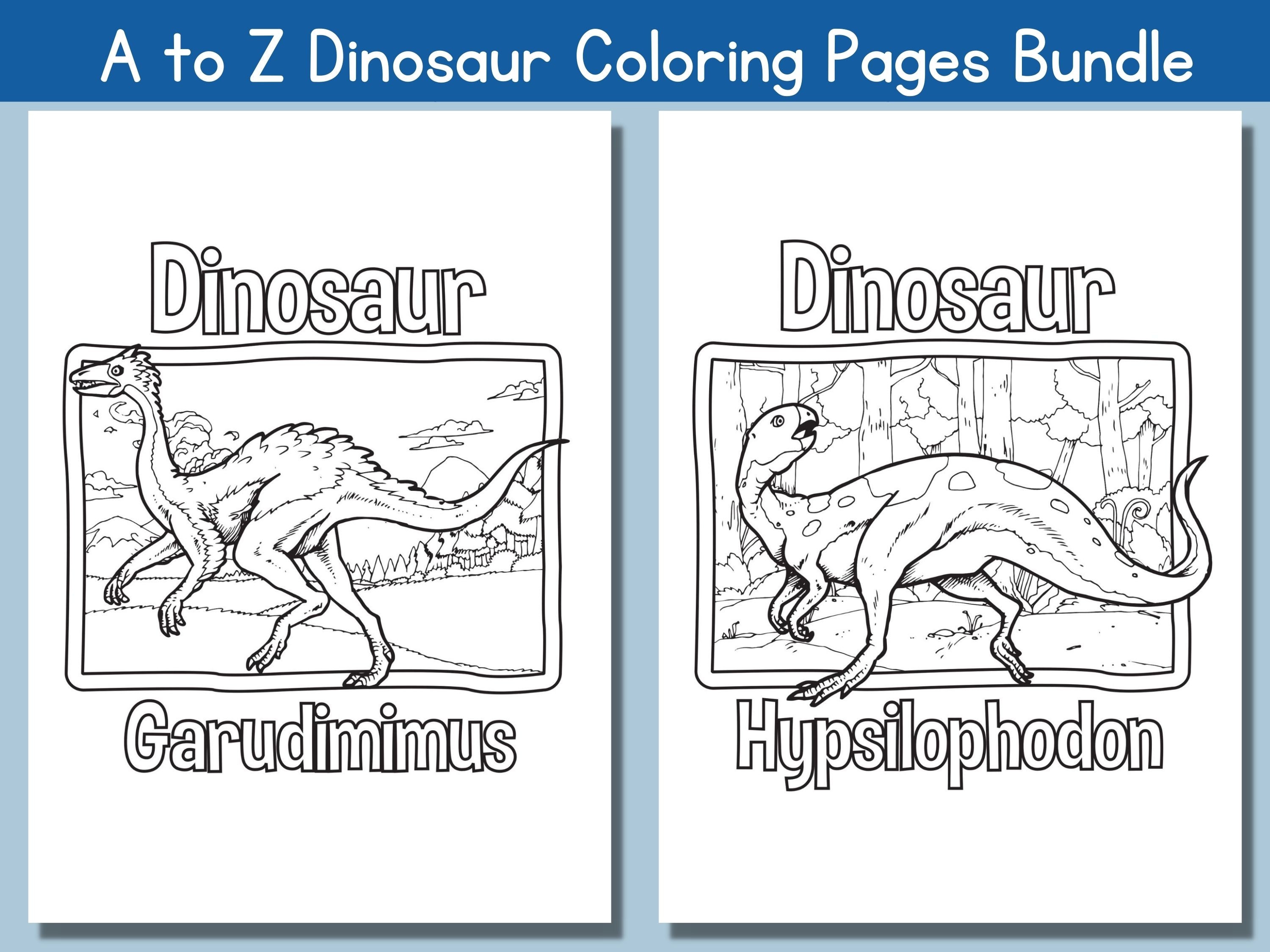 26 A-Z Dinosaur Coloring Pages for Kids Dinosaur Printable - Etsy Canada