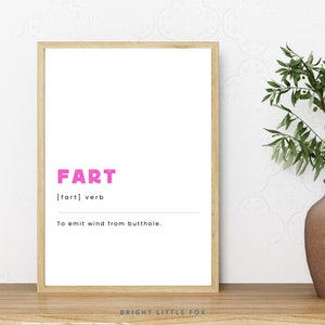 Fart Definition Print Printable Bathroom Wall Art Funny - Etsy