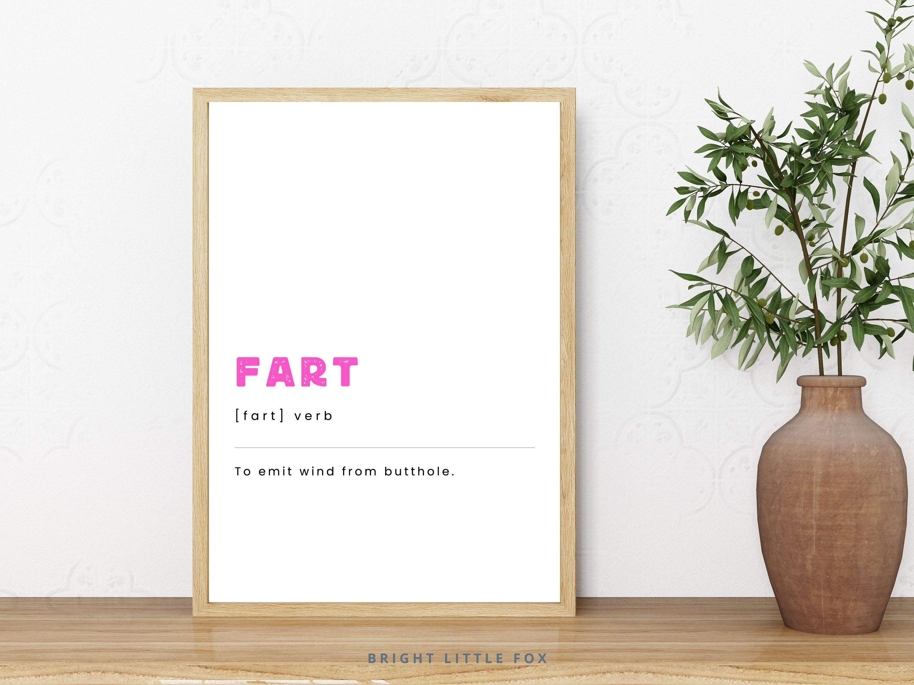 Fart Definition Print, Printable Bathroom Wall Art, Funny Toilet Poster ...