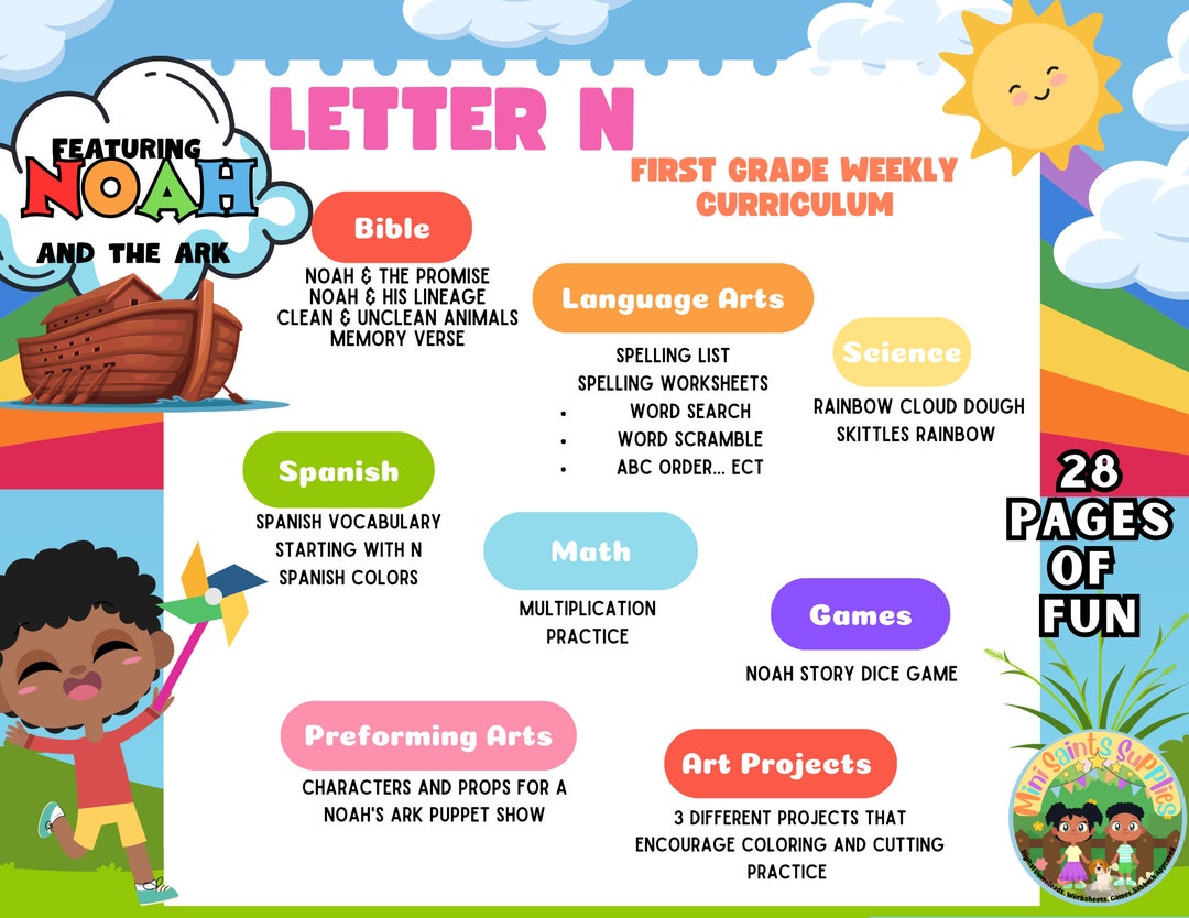 Noah Ark Bible Sunday School First Grade Curriculum Letter of the Week ...