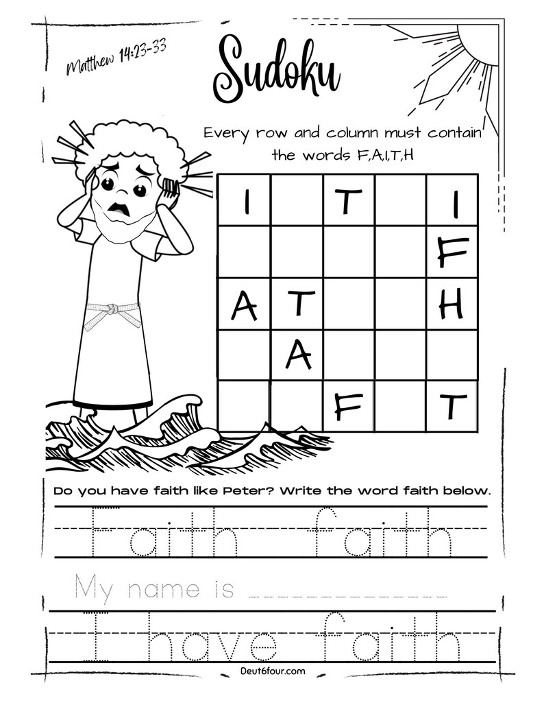 Peter Walk of Faith Bible Worksheet Lesson Plans Printable Homeschool ...