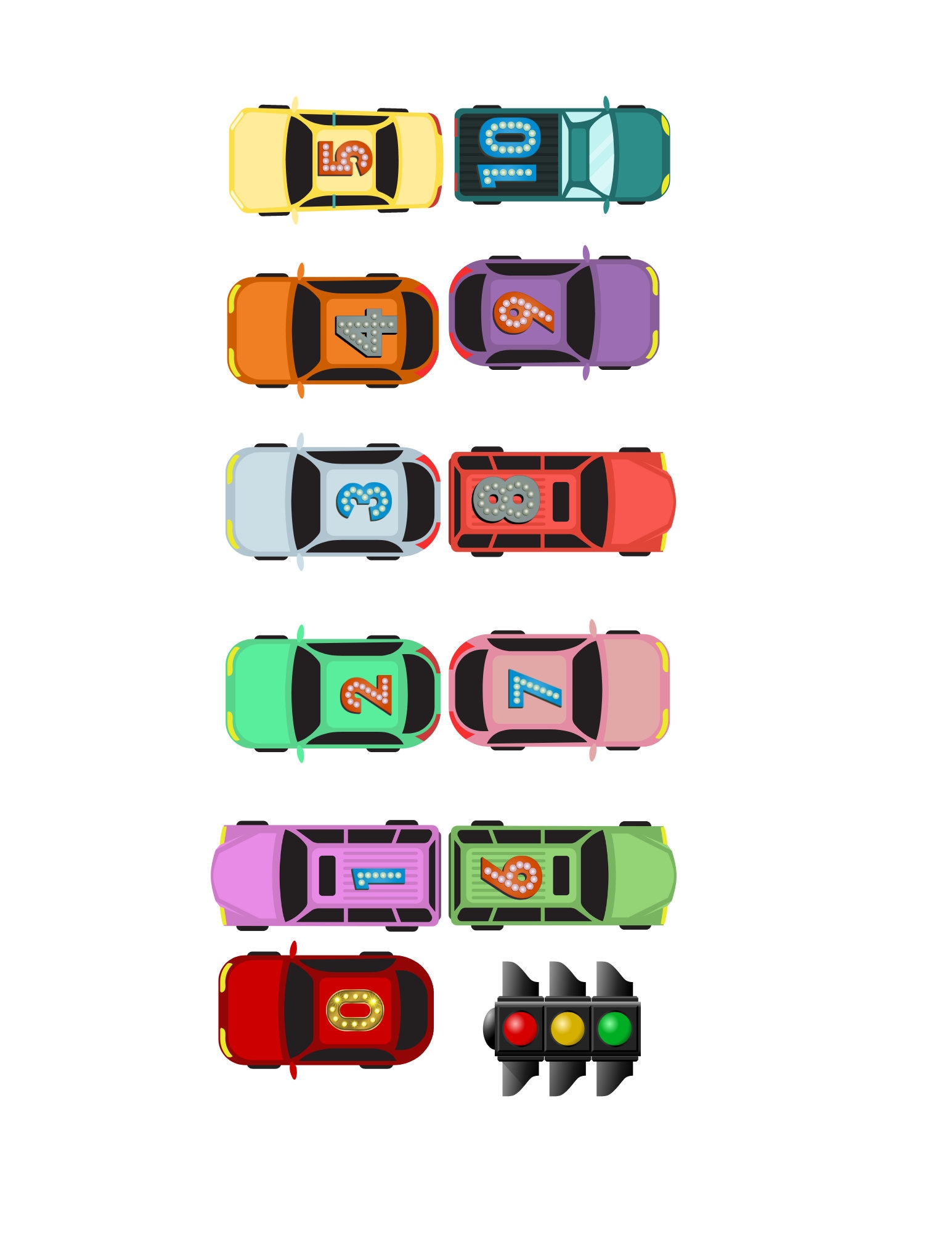 Number Tracing Car Activity Play Set Tracing Handwriting Page Instant ...