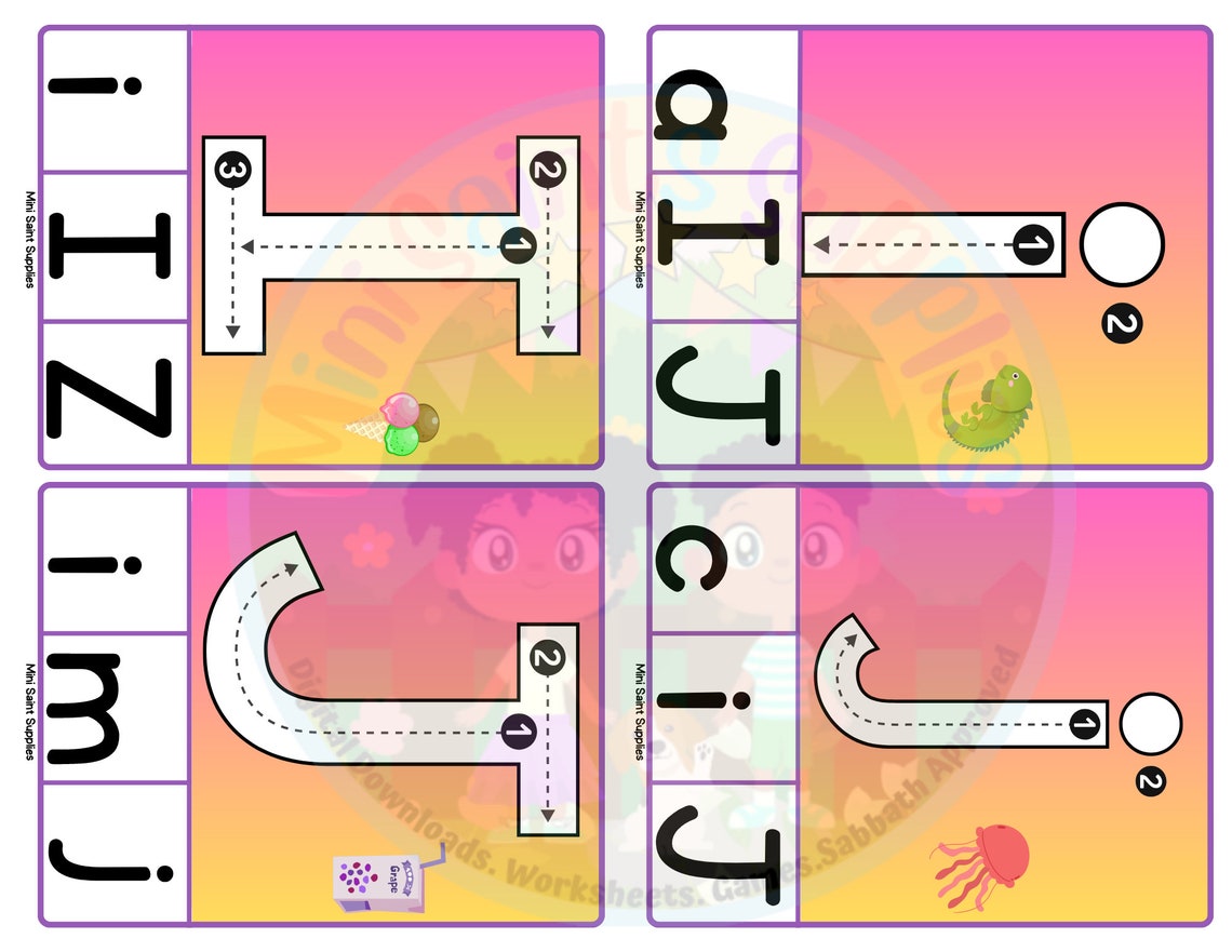 ABC Clip Card Printable Instant Download Alphabet Tracing Laminated ...