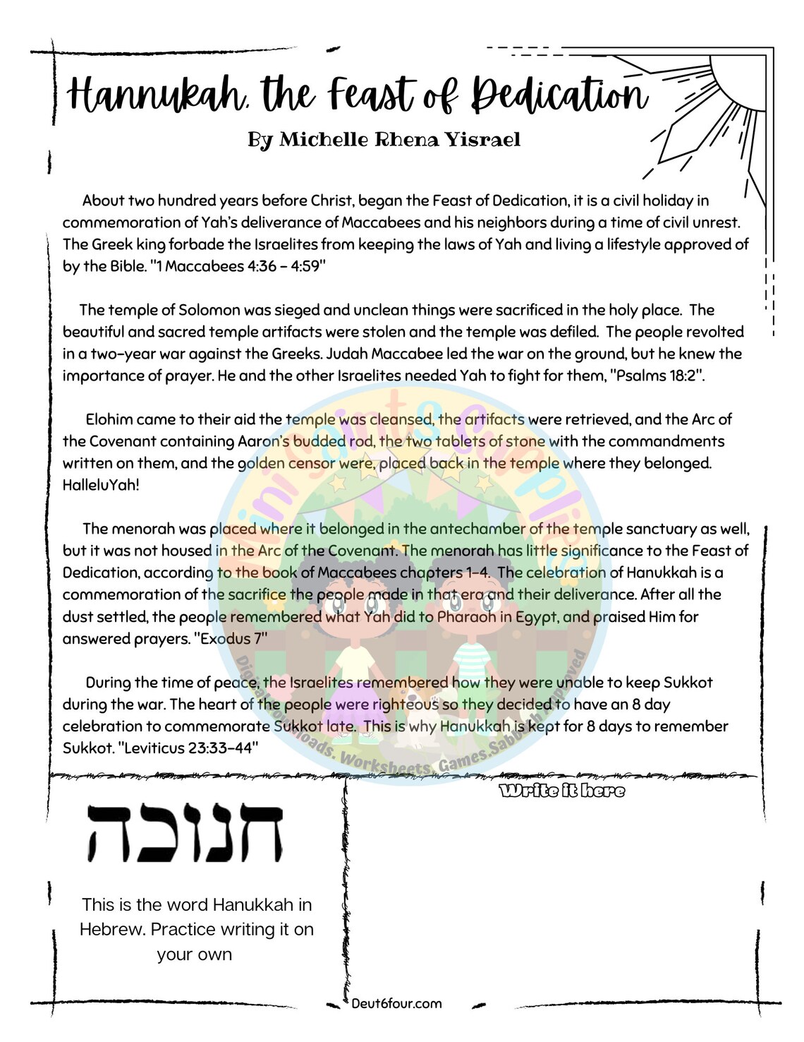 Feast of Dedication Activity Pack for Kids | Hanukkah Worksheets, Bible ...