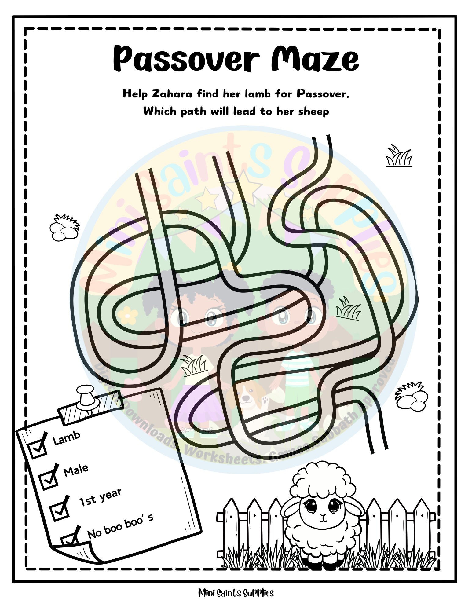 Passover Cracfts Pesach Activity Book Unleavened Bread Kid Activity ...