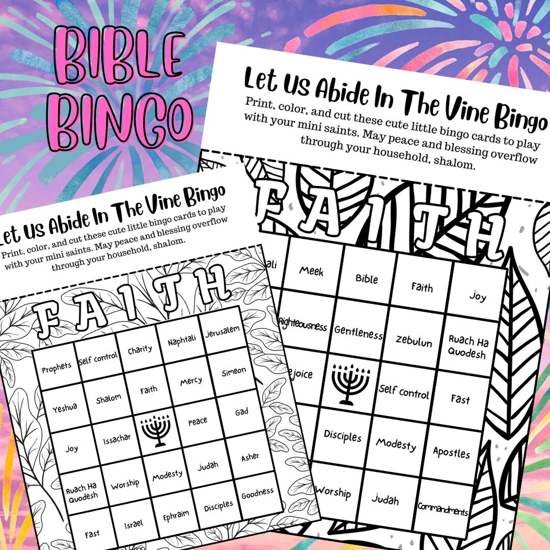 Bible Bingo Printable Sunday School Activity Homeschool Games Bible ...