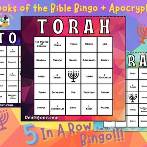 Bible Bingo Old Testament Torah Printable Instant Download Homeschool ...