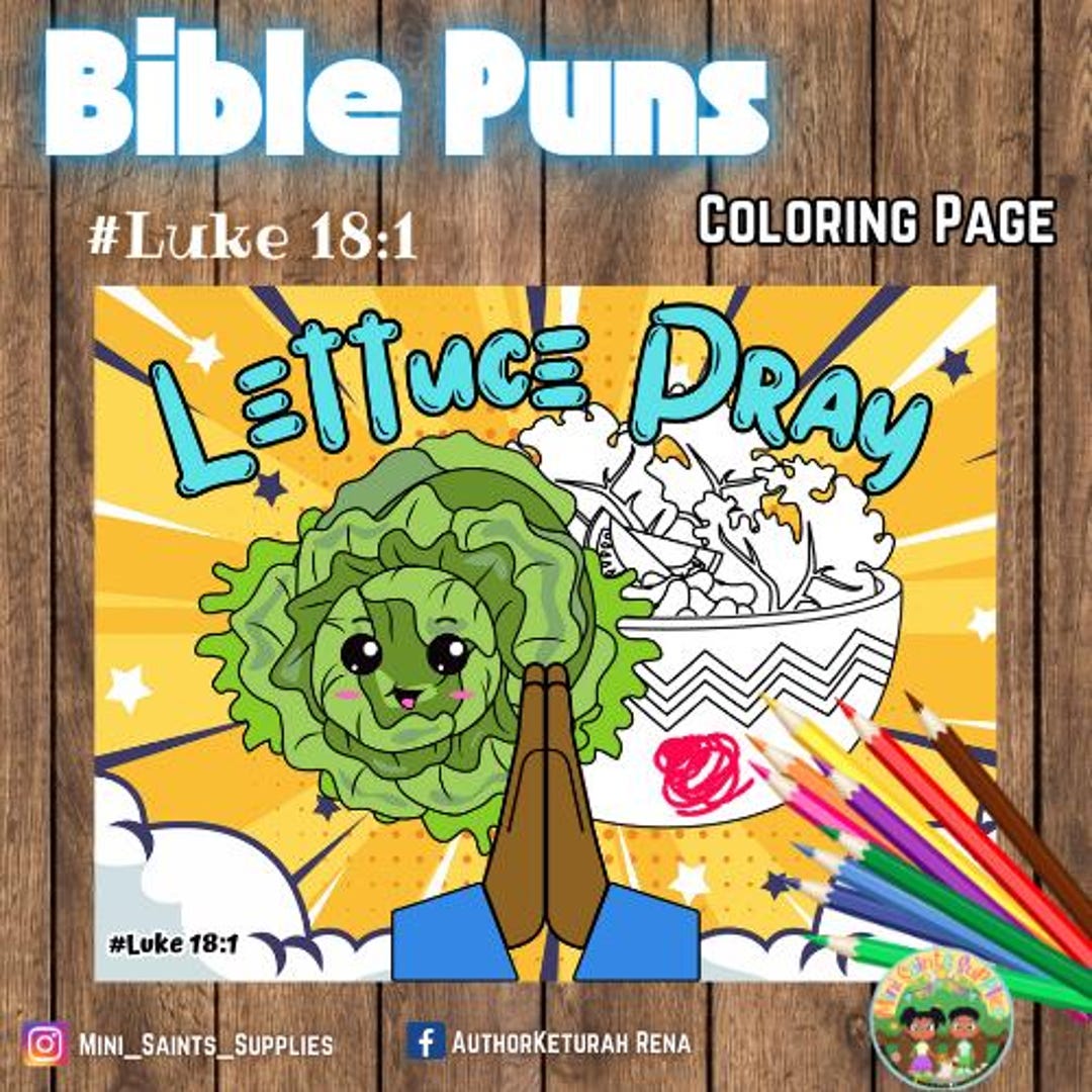 Food Puns, Lettuce Pray, Pun Bible Coloring Inspirational Scripture ...