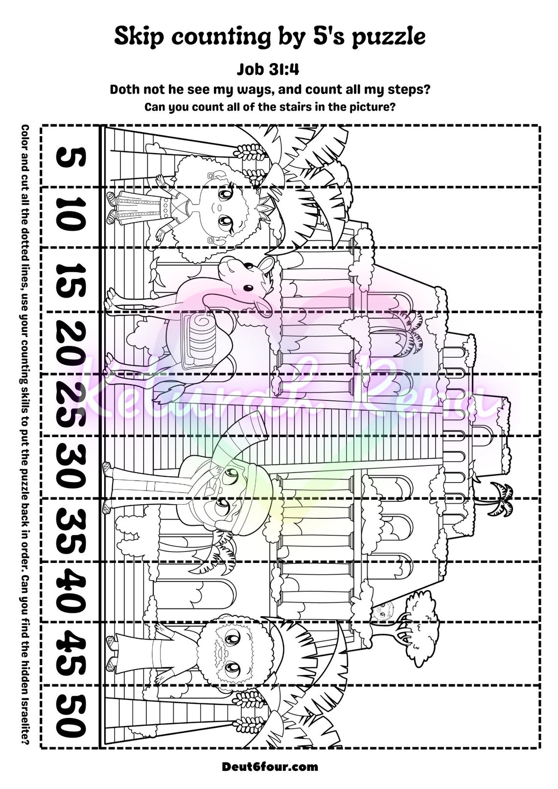 Bible Skip Counting, Hidden Puzzle, Fun Coloring Puzzle Printable ...