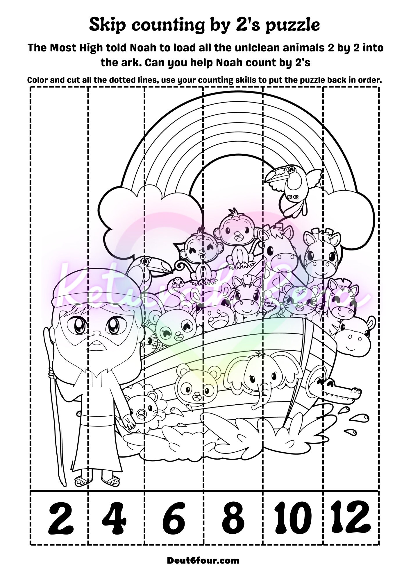 Bible Skip Counting, Hidden Puzzle, Fun Coloring Puzzle Printable ...