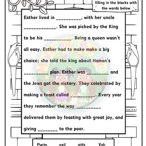 Book of Esther Bible Activity Book Purim Activity Sunday School ...