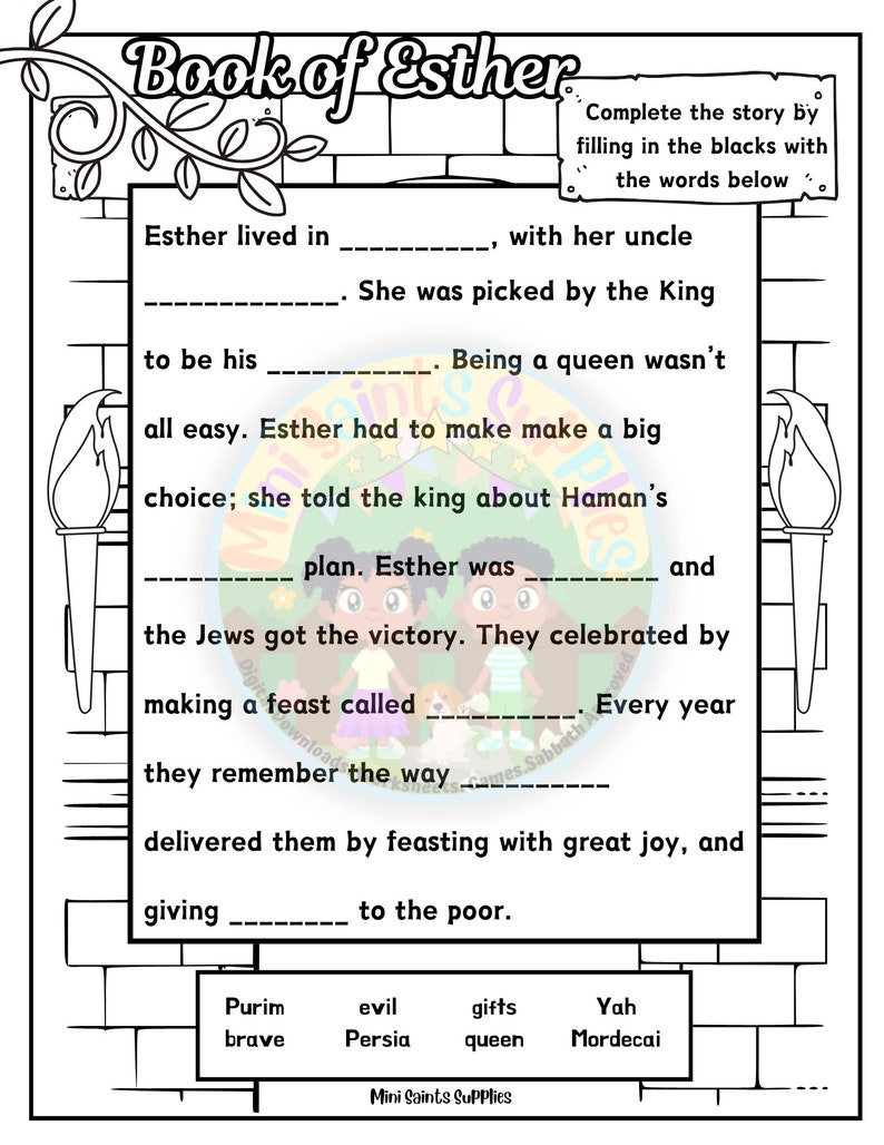 Book of Esther Bible Activity Book Purim Activity Sunday School ...