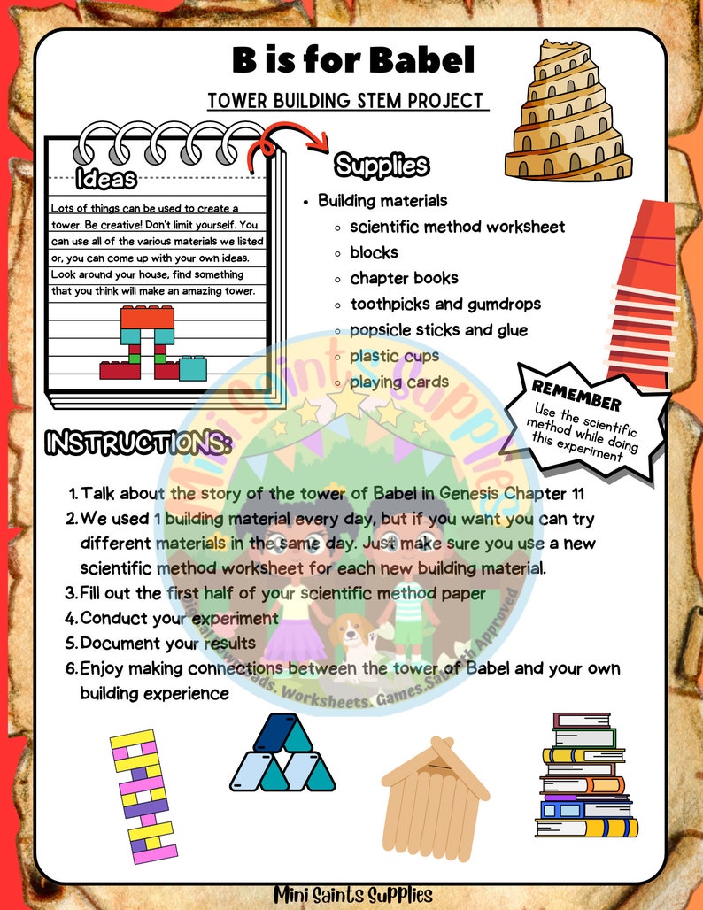 Tower of Babel Sunday School First Grade Curriculum Letter of the Week ...