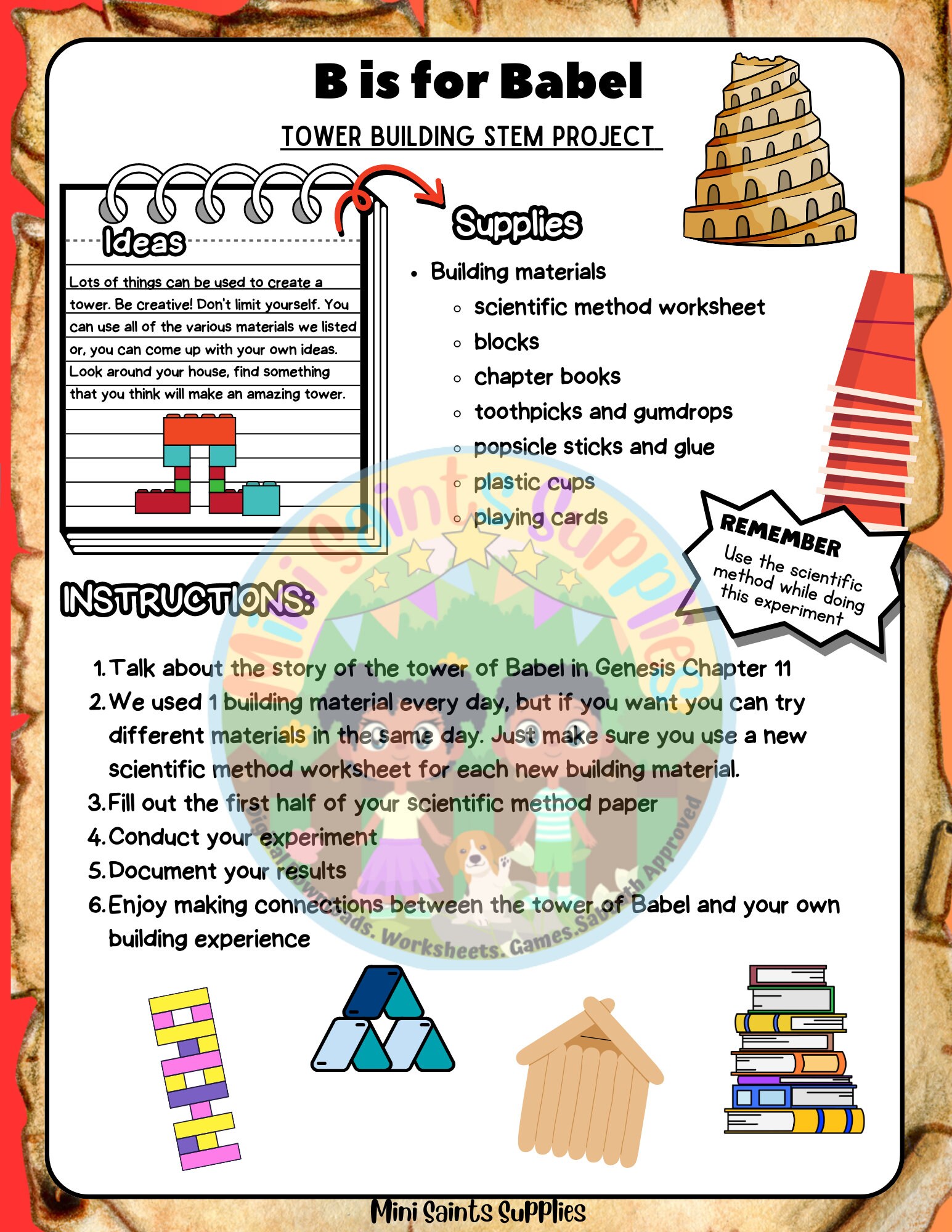 Tower of Babel Sunday School First Grade Curriculum Letter of the Week ...