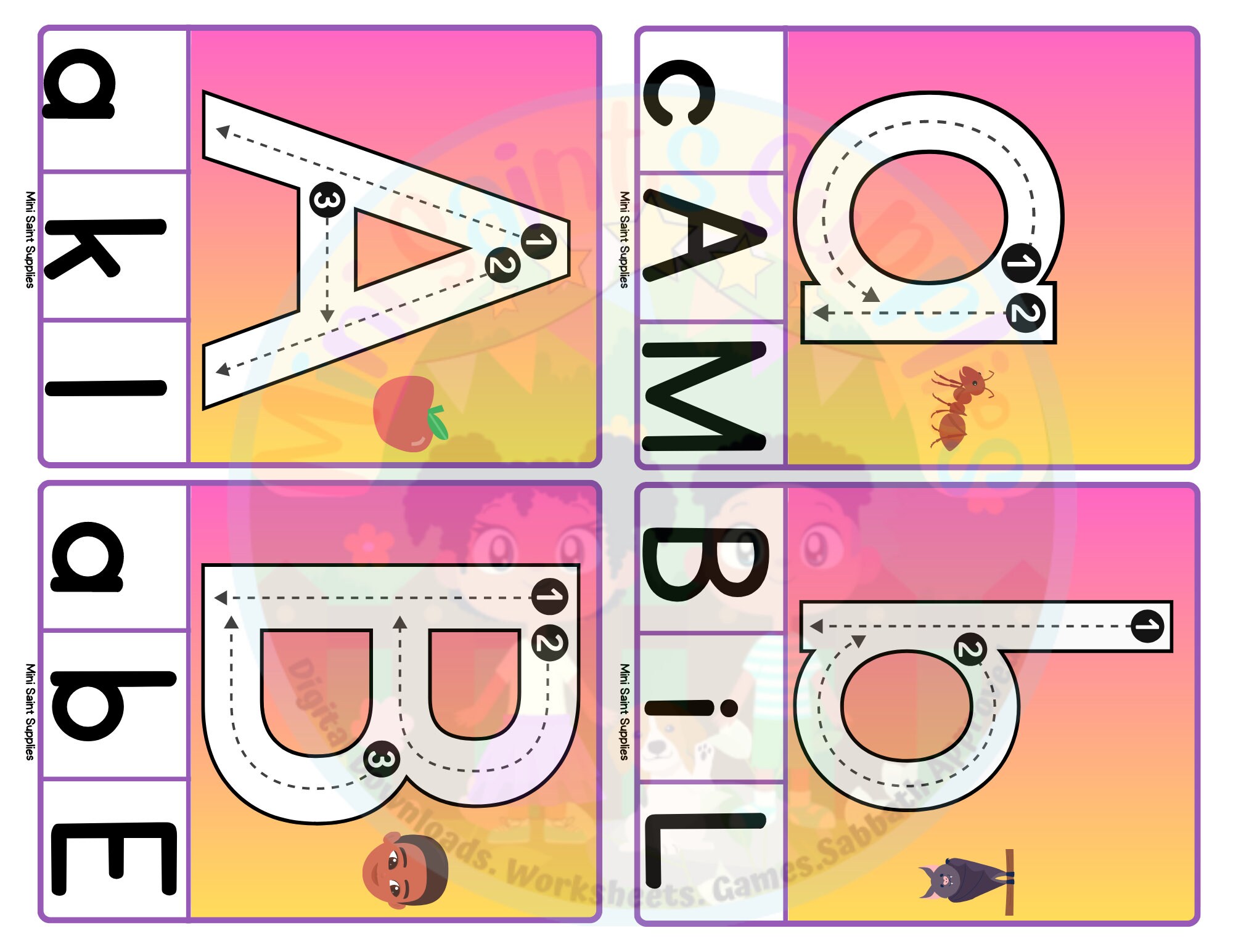 ABC Clip Card Printable Instant Download Alphabet Tracing Laminated ...