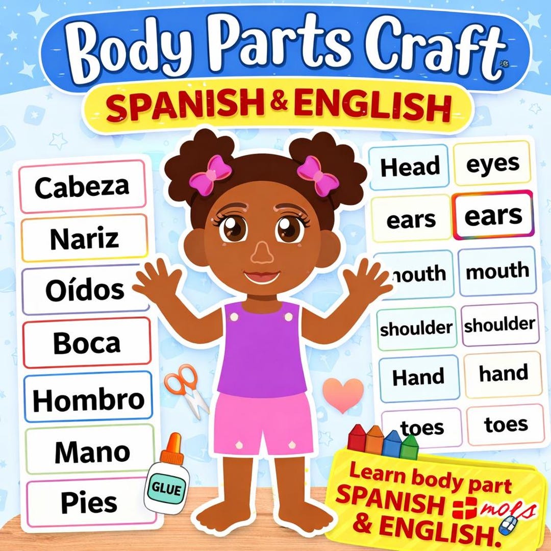 Body Parts Matching Game Kids Anatomy Cut and Paste Printable Activity ...