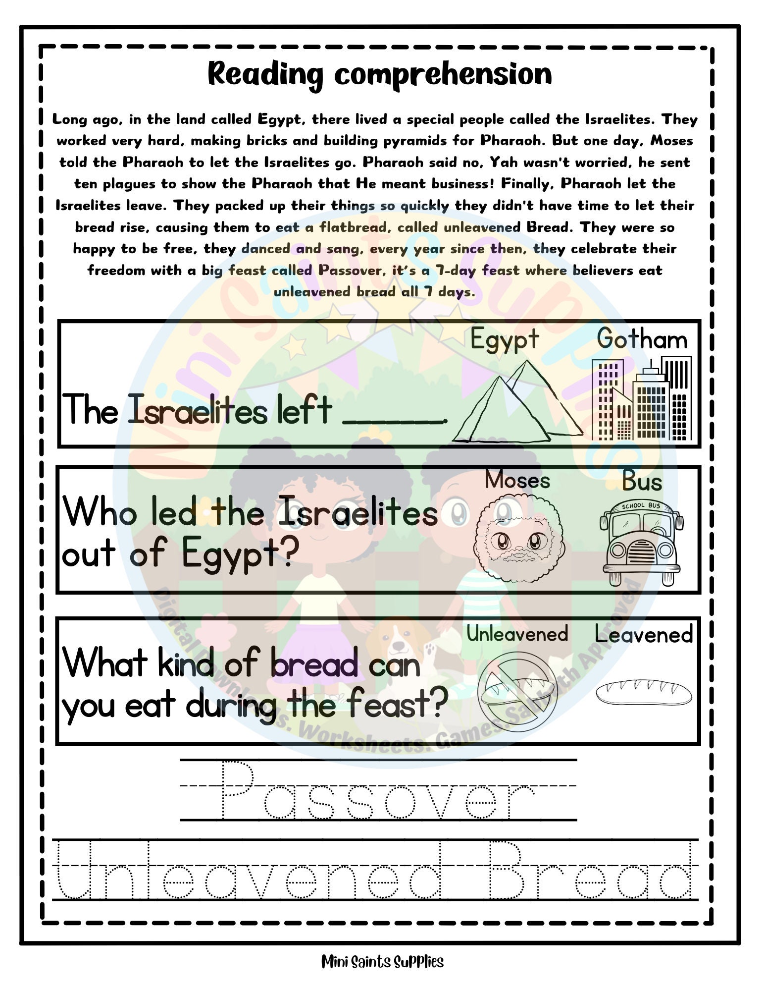 Passover Cracfts Pesach Activity Book Unleavened Bread Kid Activity ...