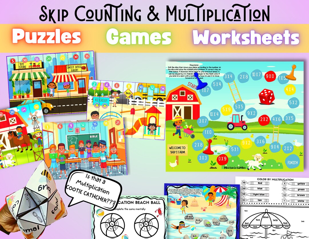 Multiplication Games Skip Counting Puzzles Early Learning Printable ...