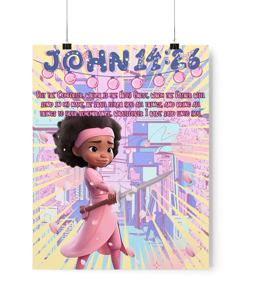 John 14:26 Bible Inspirational Girl Poster Christian Wall Art Decor ...