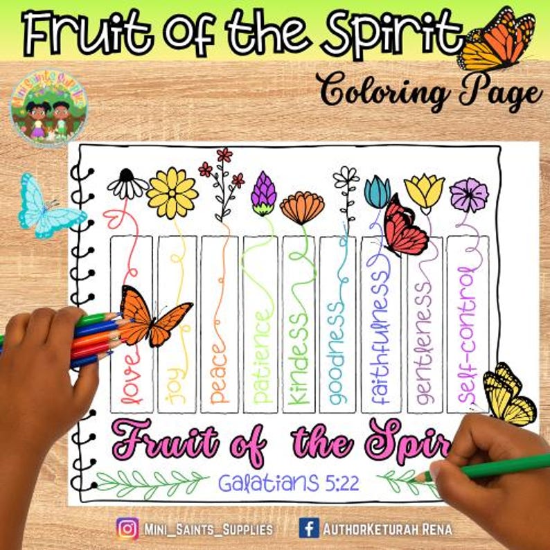 Fruit of the Spirit Coloring Page for Kids Sunday School Adult Bible ...