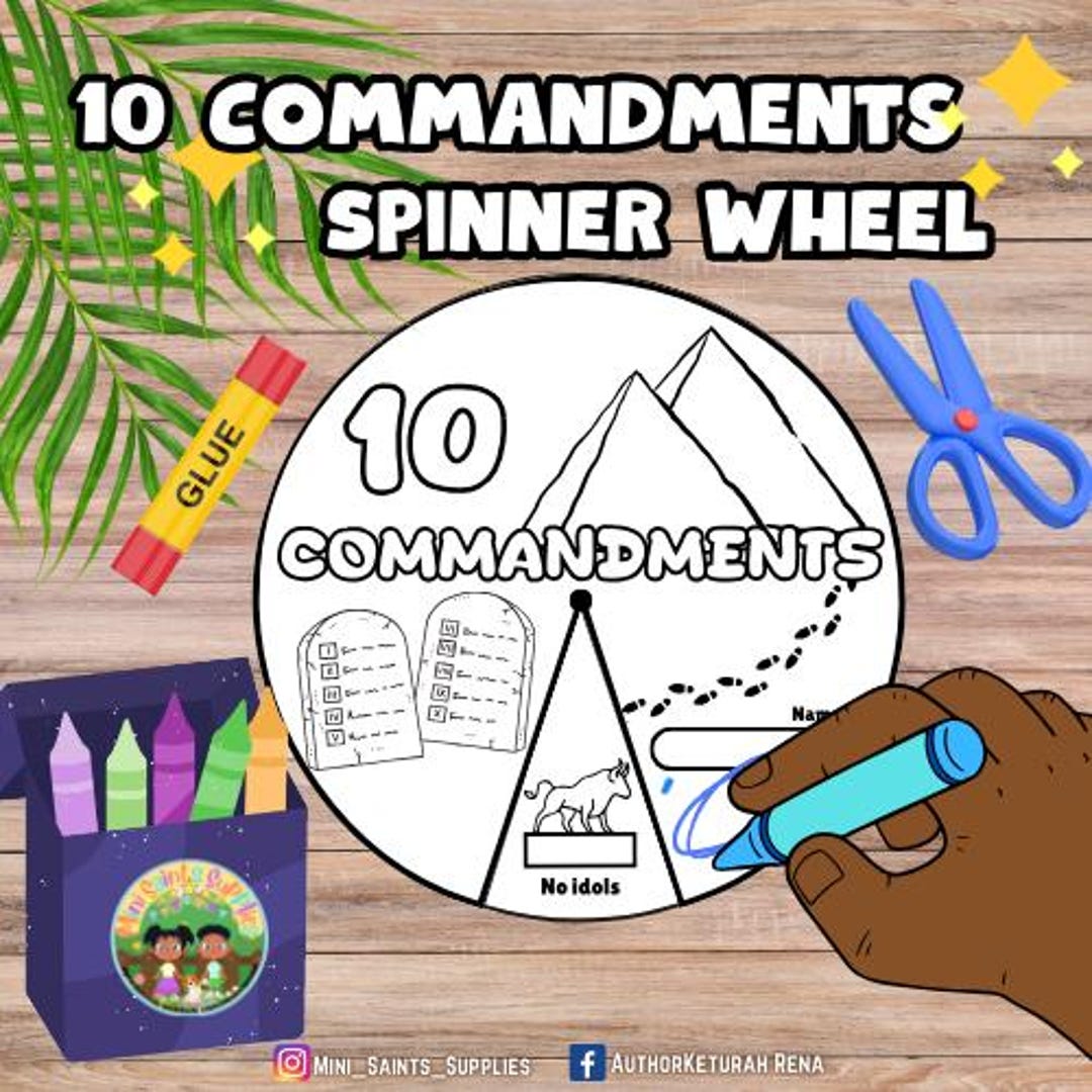 Ten Commandments Coloring Wheel Moses Old Testament Bible Sunday School ...