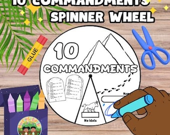 Ten Commandments Coloring Wheel | Moses Old Testament Bible Sunday ...