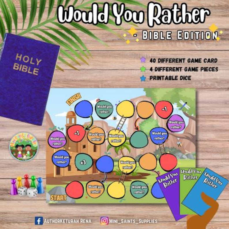 Printable Bible Board Game for Kids - Would You Rather Board Game ...