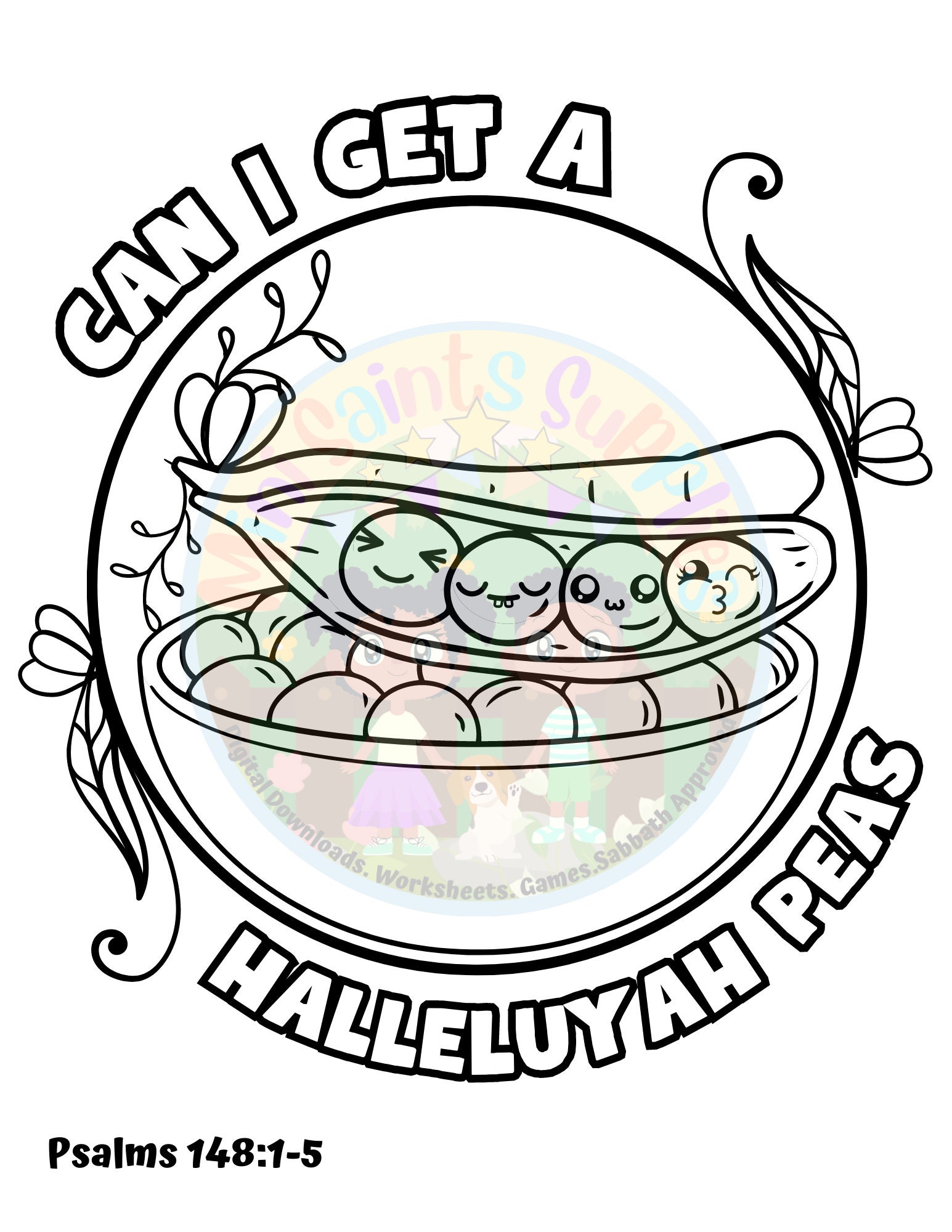 Kawaii Bible Puns Coloring Page Instant Download Printable Activity ...