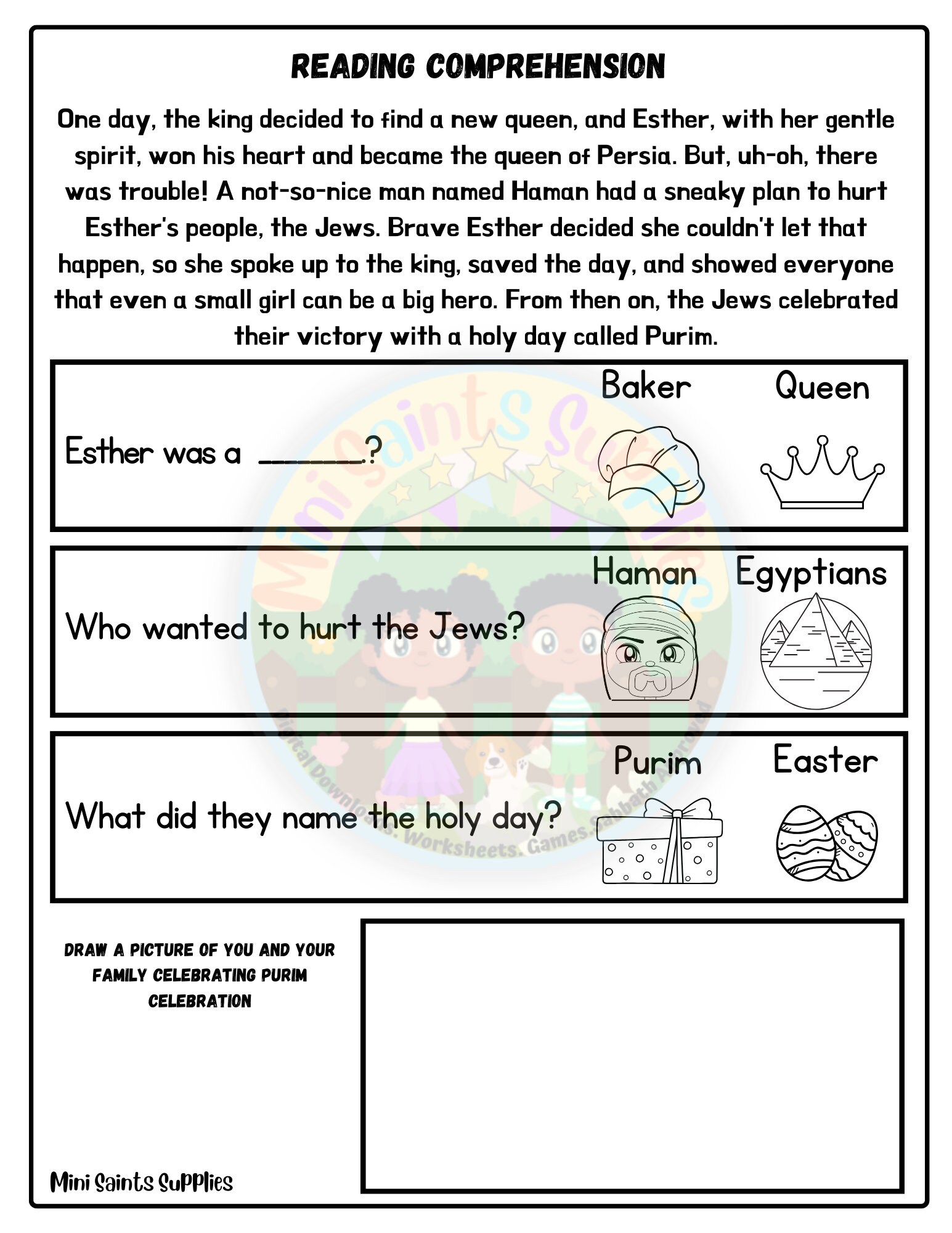 Queen Esther Kids Bible Craft Activity Book Purim Activity Sunday ...
