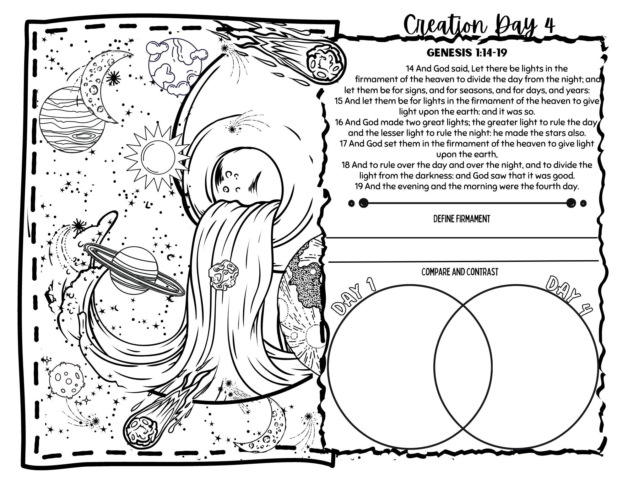 Genesis Creation Bible Worksheet, Lesson Plans, Printable Download ...