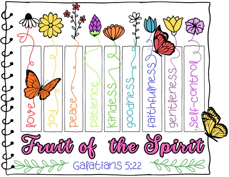 Fruit of the Spirit Coloring Page for Kids Sunday School Adult Bible ...