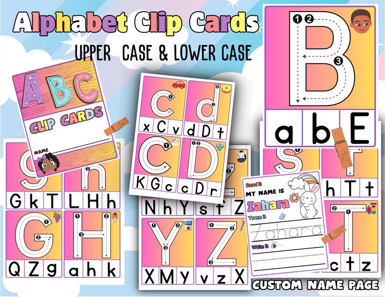 ABC Clip Card Printable Instant Download Alphabet Tracing Laminated ...